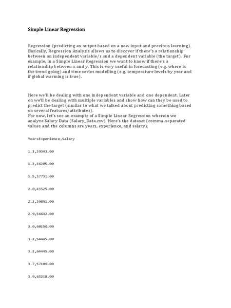 Simple Linear Regression Pdf Dependent And Independent Variables Regression Analysis