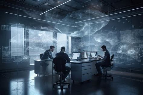 Collaborative Data Analysis In The Cloud Advanced Visualization Technology Stock Illustration