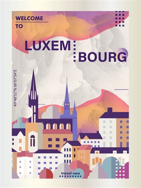 Welcome To Luxembourg City Vector Poster Stock Vector Illustration Of