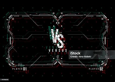Hud 요소와 대 화면 디자인 두 전투기의 발표 전투 배너 일치 대 문자 경쟁 대결 미래 지향적 인 디자인 개념에 대한 스톡