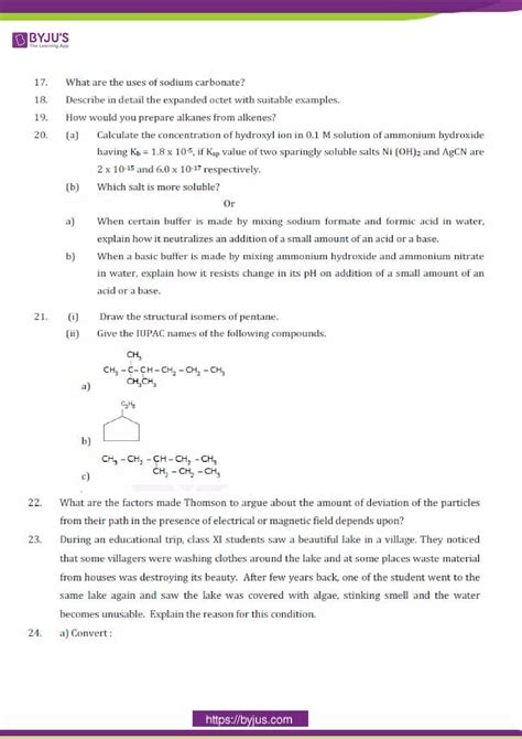 Get CBSE Class 11 Chemistry Sample Paper Set 3