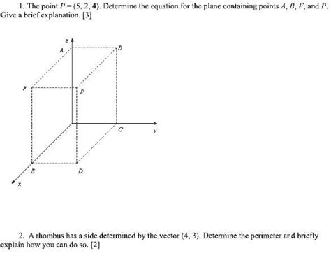 solved 1 the point p 5 2 4 determine the equation for the plane