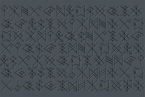 Illustration Line Of The Rune Character Pattern On Dark Grey Background