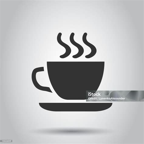 커피 차 컵 플랫 스타일에서 아이콘입니다 흰색 바탕에 커피잔 벡터 일러스트입니다 음료 사업 개념입니다 0명에 대한 스톡 벡터