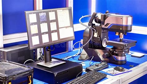 Digital Microscope And Monitor In Lab Stock Image Image Of Modern Materials