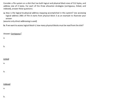Solved Consider A File System On A Disk That Has Both