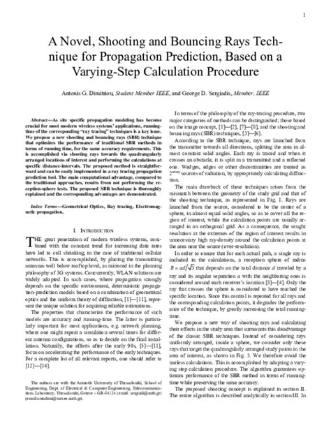 Pdf A Novel Shooting And Bouncing Rays Technique For Propagation Prediction Based On A