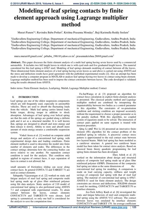 pdf modeling of leaf spring contacts by finite element approach using