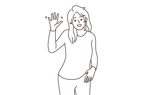 Premium Vector Smiling Woman Waving Saying Hello