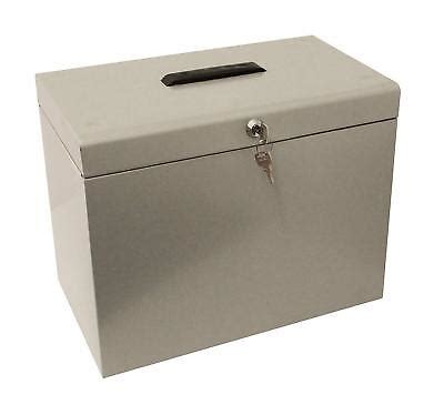 Home Security File Box Safe Lockable Waterproof Fireproof Office Storage Grey EBay