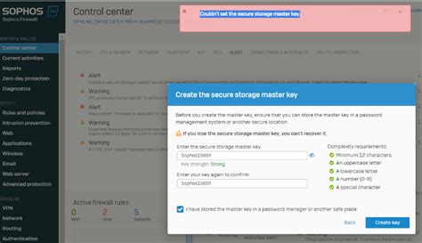 couldn t set the secure storage master key discussions sophos