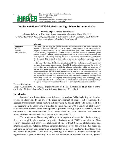 Implementation Of Stem Robotics As High Pdf Science Technology
