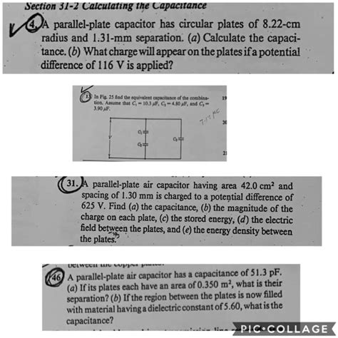 Solved Section 31 2 Calculating The Capaciance Parallel Plate Capacitor Has Circular Plates Of