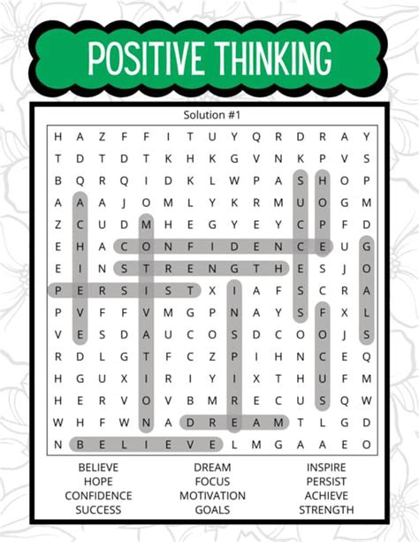 Inspirational And Motivational Word Search Puzzles 30 Positive Mindset