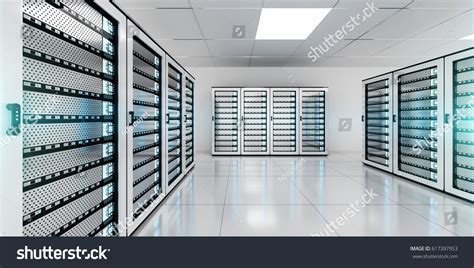 White Server Room Data Center Storage Stock Illustration 617397953