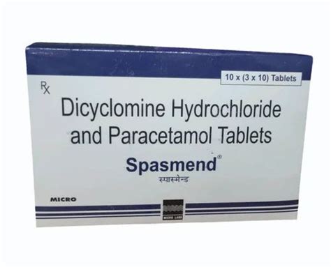 Dicyclomine Hydrochloride Paracetamol Tablets At ₹ 2925box