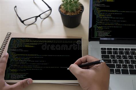 Developer Team Working Laptop Computer Mobile Application Softwareand