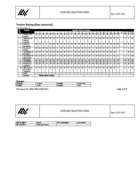 Supplier Selection Form Download Free Pdf Business Process Business