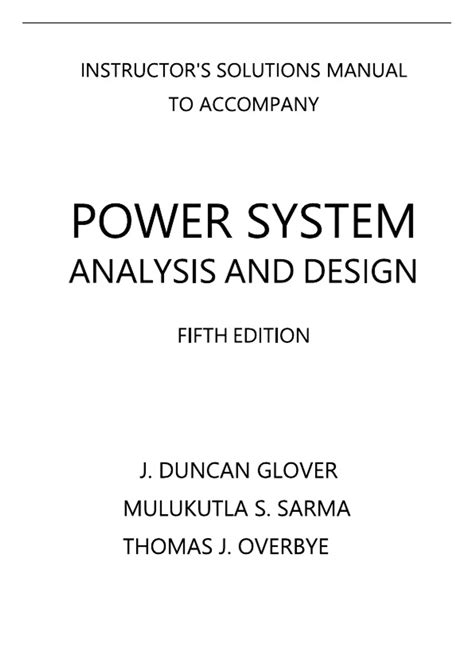 Solution Manual For Power System Analysis And Design 7th Edition By J