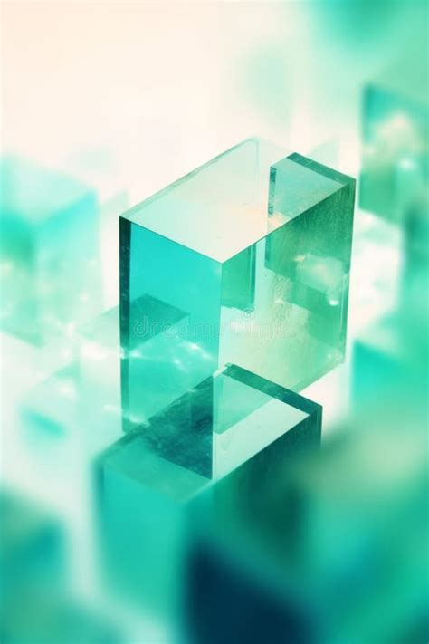 Digital Floating Green Glass Cubes In Abstract Futuristic Space Background Stock Illustration