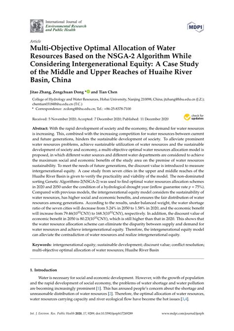 Pdf Multi Objective Optimal Allocation Of Water Resources Based On