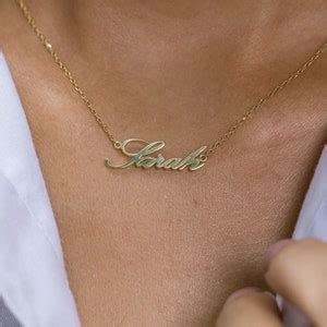 Sarah Name Necklace 14k Solid Gold Nameplate Necklace Personalized
