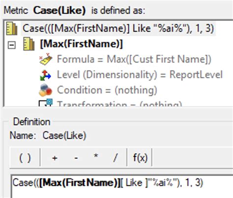 Report With Metric Using A Case Function And A Like Operator Fail After Upgrading To