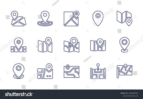 Map Line Icon Set Editable Stroke Stock Vector Royalty Free