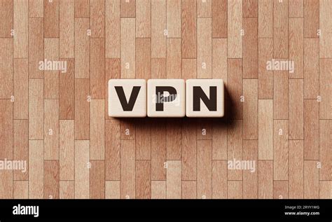 VPN Wooden Word Block Cubes With Laminate Background Virtual Private