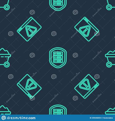 Set Line Server With Shield Browser Exclamation Mark And Coal Mine