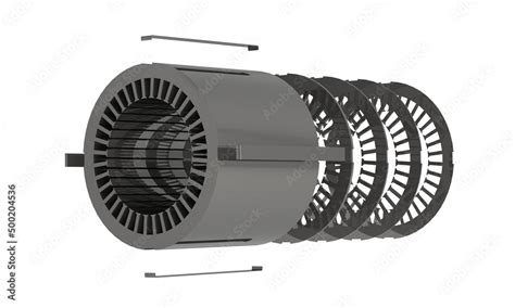 Sheet Stack For Electric Motor Stator Wound Stator Sheet Package Exploded View 3d Illustration Sheet Stack For Electric Motor Stator Wound Stator Sheet Package Exploded View 3d Illustration