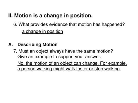 PPT SECTION AN OBJECT IN MOTION CHANGES POSITION Reading Study Guide PowerPoint