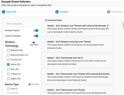 matter efr32 template app not found in example project selection