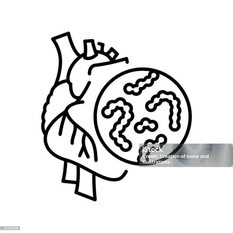 Endocarditis Line Black Icon Signs For Web Page Stock Illustration