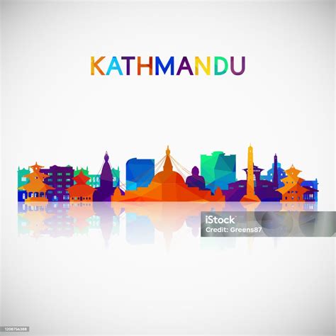 카트만두 스카이 라인 실루엣은 화려한 기하학적 스타일 디자인에 대한 기호입니다 벡터 그림입니다 0명에 대한 스톡 벡터 아트 및 기타 이미지 Istock