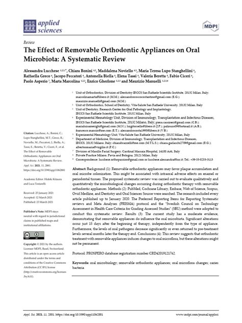 The Effect Of Removable Orthodontic Appliances On Oral Microbiota A