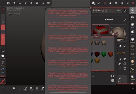 V IOS Material Embed Textures Permissions Error Bug Report Nomad Sculpt