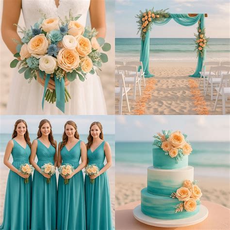 Love Washed Ashore In Hues Of Teal And Peach Wedding Color Inspiration 🩵🧡 In 2025 Wedding