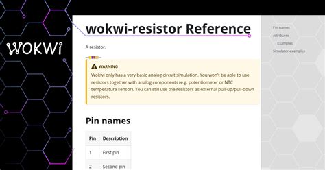 Wokwi Resistor Reference Wokwi Docs