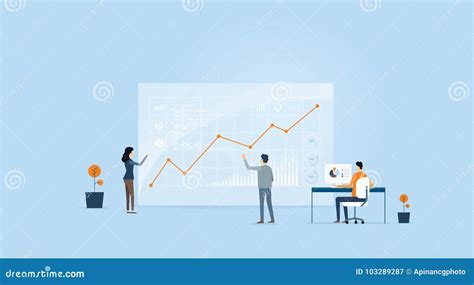 Business People Analytics Graph On Monitor Stock Vector Illustration Of Personal