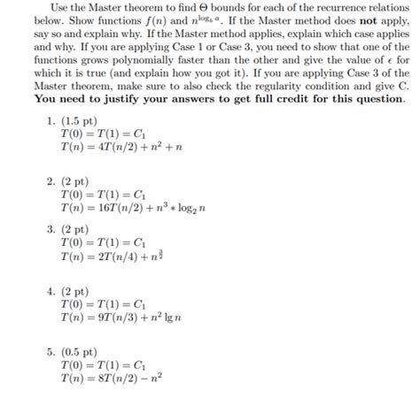 solved for each recurrence relation shown below explain in