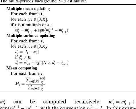 table 1 from a new motion detection algorithm based on sigma delta