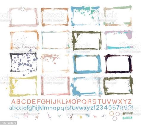 벡터 손으로 그린 텍스처 테두리 및 페인트 스플래시 세트 아티스트 자신의 컬렉션 개체 그룹에 대한 스톡 벡터 아트 및 기타