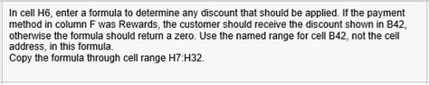 solved in cell h6 enter a formula to determine any discount