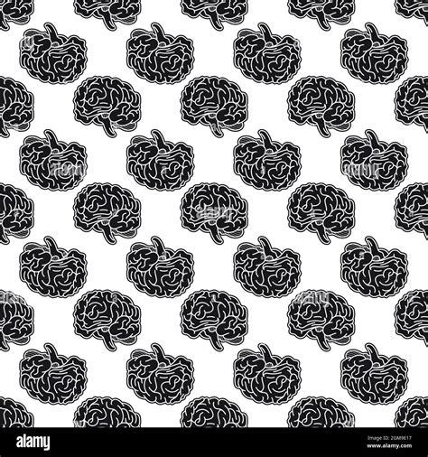 Genius Brain Pattern Seamless Background Texture Repeat Wallpaper Geometric Vector Stock Vector
