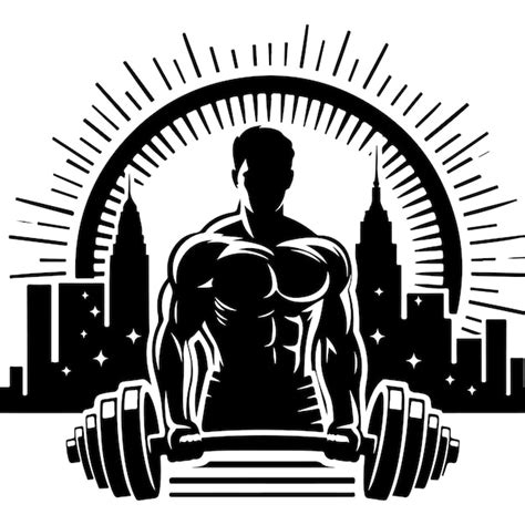 Силуэт логотипа тренажерного зала на белом фоне Премиум Ai сгенерированный вектор