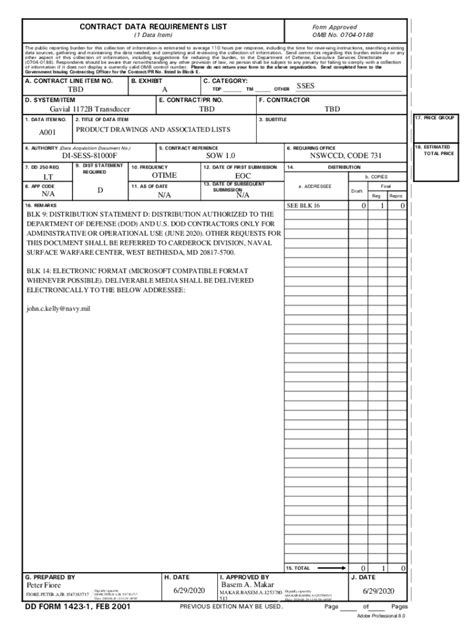 Fillable Online Contract Data Requirements List A001 1 Fax Email Print Pdffiller