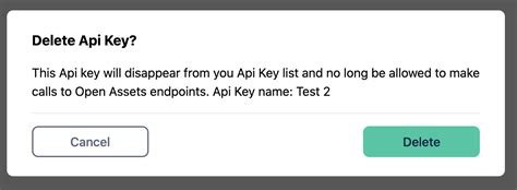 Click Delete To Confirm The Api Key Deletion