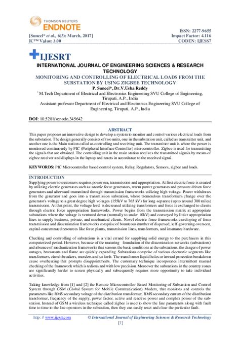 Pdf Monitoring And Controlling Of Electrical Loads From The Substation By Using Zigbee Technology
