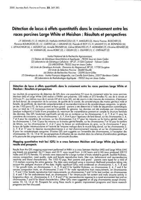 Pdf Mapping Quantitative Trait Loci Qtl In A Cross Between Meishan
